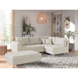 Rune – ecksofa – mit hocker – 4-sitzer – skandinavischer stil – rechts - beige