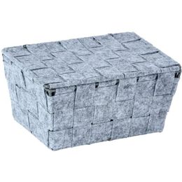 Wenko - Aufbewahrungs Korb Kiste Box Deckel adria feltro Mini Regal Organizer - grau