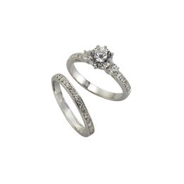 ZEEme Fingerring 925/- Sterling Silber zweitlg. Zirkonia weiß, weiß