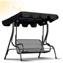 Sonnendach ersatzdach Hollywoodschaukel UV-Schutz Abdeckung Bezug Sonnenschirm Dachbezug Winddicht Dachplane Anthrazit 210x145cm - Tolletour