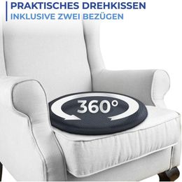 Wenko Maximex Drehkissen mit 2 Wechselbezügen, Bequeme Drehung um 360 Grad, Mehrfarbig, Polyester creme, Polyester schwarz, Kunststoff (abs) schwarz