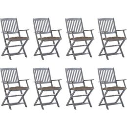 MAISONCHIC Klappbare 8 Stk.Gartenstühle Relax-Sessel,Gartenmöbel mit Kissen Massivholz Akazie -69627