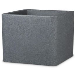 Scheurich Alea 30, Pflanzgefäß/Blumentopf/Pflanzkübel, quadratisch, Farbe: Schwarz-Granit, hergestellt mit recyceltem Kunststoff, 10 Jahre Garantie, für den