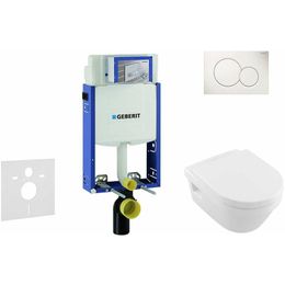 Geberit - Kombifix - Installationselement für Wand-WC mit Betätigungsplatte SIGMA30, matt chrom/chrom + Ideal Standard Tesi - wc und wc Sitz,