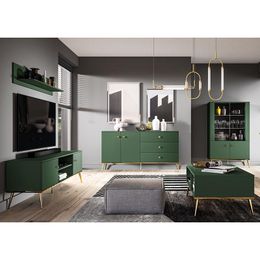 Lomadox Wohnzimmermöbel grün FASANO-131, modern, 5-teilig mit Couchtisch - grün