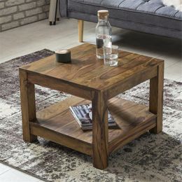 Lomadox Couchtisch Massiv-Holz Sheesham Wohnzimmer-Tisch Design dunkel-braun Landhaus-Stil Beistelltisch b/h/t ca. 60/45/60cm