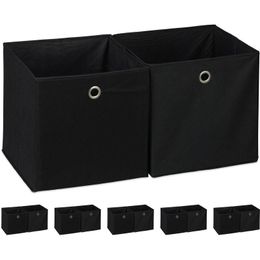 Relaxdays - 12 x Aufbewahrungsbox Stoff, quadratisch, Aufbewahrung für Regal, Stoffbox in Würfelform, HxBxT 30 x 30 x 30 cm, schwarz
