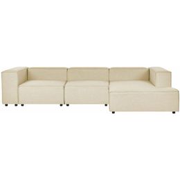 Beliani Ecksofa Beige Leinen L-förmig 3-Sitzer Modulsofa Linksseitig Wohnzimmermöbel Modern Wohnzimmer Salon Wohnecke Sitzecke - Beige