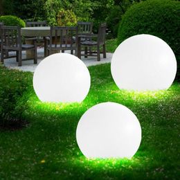 etc-shop - 3er Set led Solar Außen Leuchte Garten Deko Steck Lampen Kugeln weiß 15 und 25 cm
