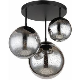 Globo Deckenlampe Wohnzimmerlampe Deckenleuchte Esszimmerleuchte, Metall Glas schwarz rauchfarben Sterneneffekt, 3 Flammig E27, d 46,5 cm