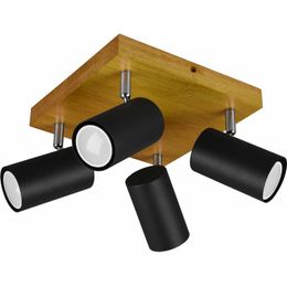 etc-shop Decken Leuchte Holz Strahler schwarz-matt schwenkbar Wohn Ess Schlaf Zimmer Beleuchtung Spot Lampe braun
