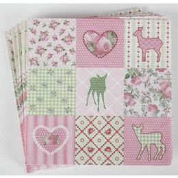 BURI 24x 20er Packung Servietten 33x33cm 3-lagig Papiertuch rosa Mädchen Geburtstag