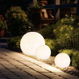 Expo-Börse Solarleuchte Kugel Garten Kugelleuchte Solar LED Gartendeko Solarkugel für Außen, mit Erdspieß, Leuchtdauer ca. 6-8 Stunden, warmweiß, D 10/15 cm,