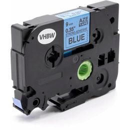 vhbw - Schriftband Kassette 9mm schwarz auf blau extra stark kompatibel mit Etiketten-Drucker Brother P-Touch 1100, 1100SB, 1100SBVP, 1100ST, 1120,