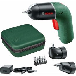Akkuschrauber ixo Set (6. Generation, 3,6 Volt, Farbe: grün, Winkel- und Exzenteraufsatz, 10tlg. Bit-Set) - Bosch