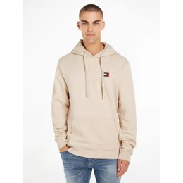 Kapuzensweatshirt Tommy Jeans "TJM REG BADGE HOODIE EXT" Gr. L, beige (newsprint) Herren Sweatshirts