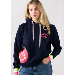 Hoodie Zwillingsherz "Always Happy" Gr. L/XL, blau (navy) Damen Sweatshirts -jacken