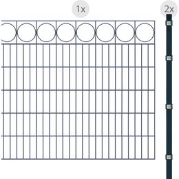 Arvotec Zaun "EXCLUSIVE 120 zum Einbetonieren "Ring"" Zaunelemente Gr. H/L: 120 cm x 2 m H/L: 120 cm, grau (anthrazit) Zaunelemente