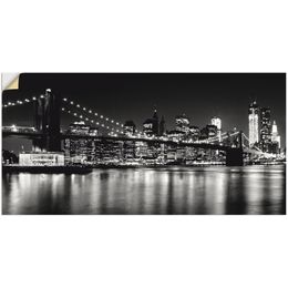 Wandbild Artland "Nächtliche Skyline Manhattan I" Bilder Gr. B/H: 150 cm x 75 cm, Wandaufkleber - Vinyl Amerika, 1 St., schwarz Kunstdrucke