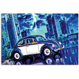 Wandbild Artland "Nachts" Bilder Gr. B/H: 90 cm x 60 cm, Leinwandbild Auto Querformat, 1 St., blau Kunstdrucke