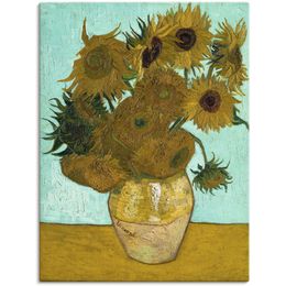 Wandbild Artland "Vase mit Sonnenblumen. 1888" Bilder Gr. B/H: 60 cm x 80 cm, Leinwandbild Blumen, 1 St., gelb Kunstdrucke
