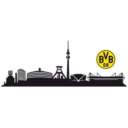 Wandtattoo Wall-Art "Fußball BVB Skyline mit Logo" Wandtattoos Gr. B/H/T: 220 cm x 37 cm x 0,1 cm, bunt (mehrfarbig) Wandtattoos Wandsticker