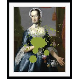 Bild queence "Bellatrix" Bilder Gr. B/H: 50 cm x 70 cm, Wandbild Frau Hochformat, blau (blau, grün) Kunstdrucke