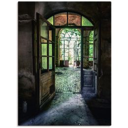 Wandbild Artland "Lost Place - alte Tür Fenster" Bilder Gr. B/H: 60 cm x 80 cm, Leinwandbild Fenster & Türen Hochformat, 1 St., bunt Kunstdrucke