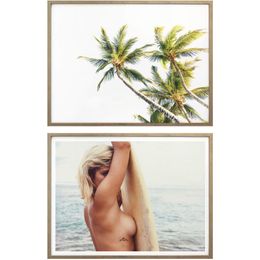 Poster Wall-Art "Sexy Surfer Paradies Palmen Urlaub" Bilder Gr. B/H: 50 cm x 40 cm, 2 St., bunt Poster