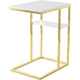 Beistelltisch Kayoom "Beistelltisch Lucilla 225" Tische Gr. B/H/T: 48 cm x 62 cm x 35 cm, goldfarben (weiß, gold, weiß) Beistelltische