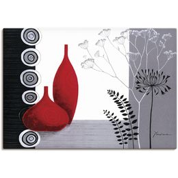 Wandbild Artland "Rote Vasen" Bilder Gr. B/H: 100 cm x 70 cm, Leinwandbild Vasen & Töpfe, 1 St., grau Kunstdrucke