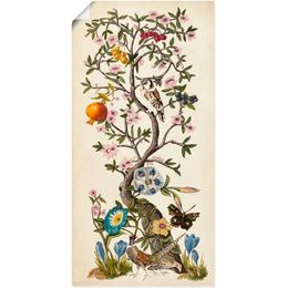 Wandbild Artland "Chinoiserie Natur I" Bilder Gr. B/H: 75 cm x 150 cm, Poster Pflanzen Hochformat, 1 St., beige (naturfarben) Kunstdrucke
