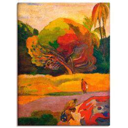 Wandbild Artland "Paul Gauguin Frauen am Fluß" Bilder Gr. B/H: 60 cm x 80 cm, Leinwandbild Wiesen & Bäume Hochformat, 1 St., rot Kunstdrucke