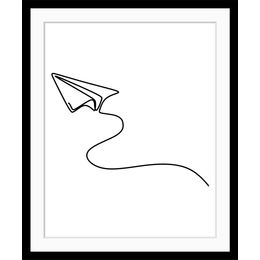 Bild queence "Paper Airplane" Bilder Gr. B/H: 50 cm x 70 cm, Wandbild Flugzeuge Hochformat, schwarz-weiß (schwarz, weiß) Kunstdrucke