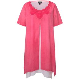 Ulla Popken Kleid Damen Gr&ouml;&szlig;e 54/56 pink / wei&szlig; Winterkleid