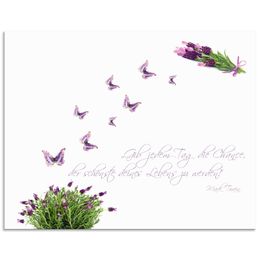 Küchenrückwand Artland "Lila Schmetterlinge an Lavendel" Spritzschutzwände Gr. B/H: 70 cm x 55 cm, weiß Küchendekoration