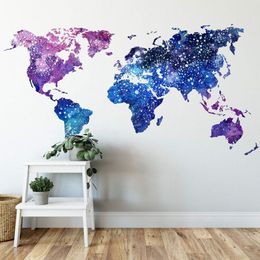 Wandtattoo Wall-Art "Universum Weltkarte Galaxie" Wandtattoos Gr. B/H/T: 180 cm x 92 cm x 0,1 cm, -, blau Wandtattoos Wandsticker