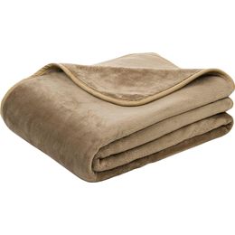 Gözze Wohndecke GÖZZE "Uni Decke aus recyceltem Polyester" Wohndecken Gr. B/L: 150 cm x 200 cm, grau (taupe) Kunstfaserdecken