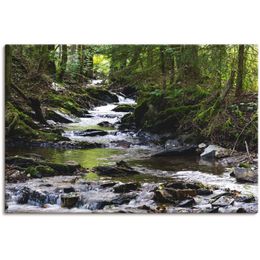Wandbild Artland "Bachlauf im Wald" Bilder Gr. B/H: 90 cm x 60 cm, Leinwandbild Gewässer, 1 St., braun Kunstdrucke
