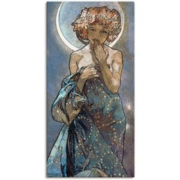 Wandbild Artland "Sterne Der Mond 1902" Bilder Gr. B/H: 50 cm x 100 cm, Leinwandbild Frau, 1 St., blau Kunstdrucke