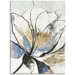 Wandbild Artland "Umrissenes Blumenmuster I" Bilder Gr. B/H: 60 cm x 80 cm, Leinwandbild Blumenbilder Hochformat, 1 St., grau Kunstdrucke