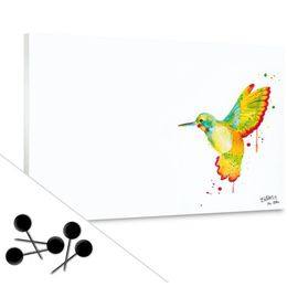 Poster Wall-Art "Kolibri inkl. 5 Pinnnadeln" Bilder Gr. B/H/T: 70 cm x 45 cm x 0,1 cm, Vögel, 1 St., bunt Poster
