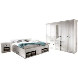Schlafzimmer-Set Home Affaire "California" Schlafzimmermöbel-Sets Gr. B/H: 180 cm x 200 cm, weiß (pinienfarben, weiß) Komplett Schlafzimmer