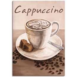 Wandbild Artland "Cappuccino - Kaffee" Bilder Gr. B/H: 70 cm x 100 cm, Leinwandbild Kaffee Bilder Hochformat, 1 St., beige (naturfarben) Kunstdrucke