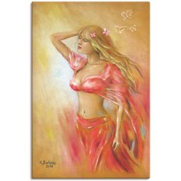 Wandbild Artland "Verführerisches Mädchen im roten Kleid" Bilder Gr. B/H: 60 cm x 90 cm, Leinwandbild Frau Hochformat, 1 St., rot Kunstdrucke