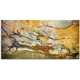 Wandbild Artland "Höhle von Lascaux Stiere" Bilder Gr. B/H: 100 cm x 50 cm, Leinwandbild Wildtiere, 1 St., braun Kunstdrucke