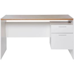 Schreibtisch Jahnke "ML C 130" Tische Gr. B/H/T: 123,5 cm x 74,5 cm x 55 cm, weiß (wildeichefarben, weiß, wildeiche) Schreibtische