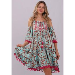 YC Fashion & Style Strandkleid Strandtunika Boho mit Pailletten in Blau-Türkis