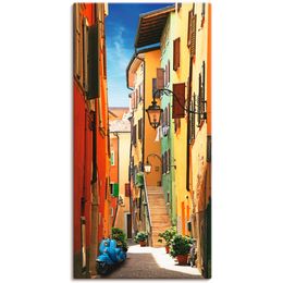 Wandbild Artland "Altstadtgasse Riva del Garda" Bilder Gr. B/H: 50 cm x 100 cm, Leinwandbild Architektonische Elemente, 1 St., bunt Kunstdrucke