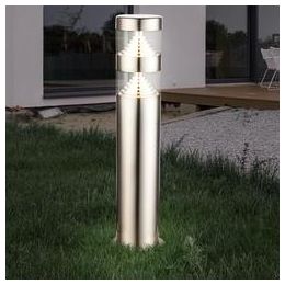 Sockelleuchte LED Außenlampe Gartenstrahler Stehlampe, Hof Weg Beleuchtung, klar Edelstahl Transparent Design, DxH 9,8x40 cm